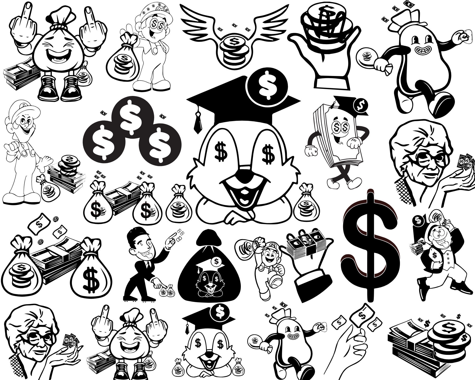 Money Svg Bundle, Wallet Svg, Cash Svg, Money Png, Money Bag Svg, 100 ...
