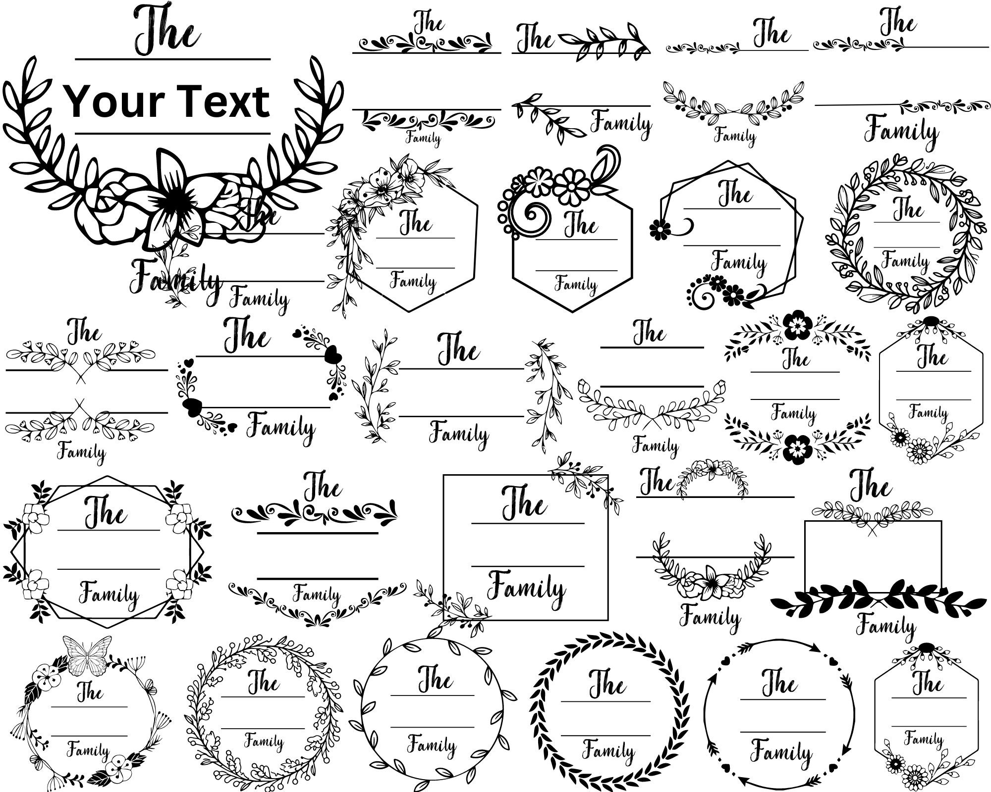 Family Name Monogram SVG Bundle: Round Sign Svg, Wreath Svg, Porch ...