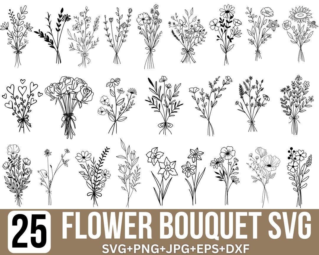 Floral Bouquet SVG PNG Bundle: Flower Svg, Bouquet Svg, Field Plant Svg ...