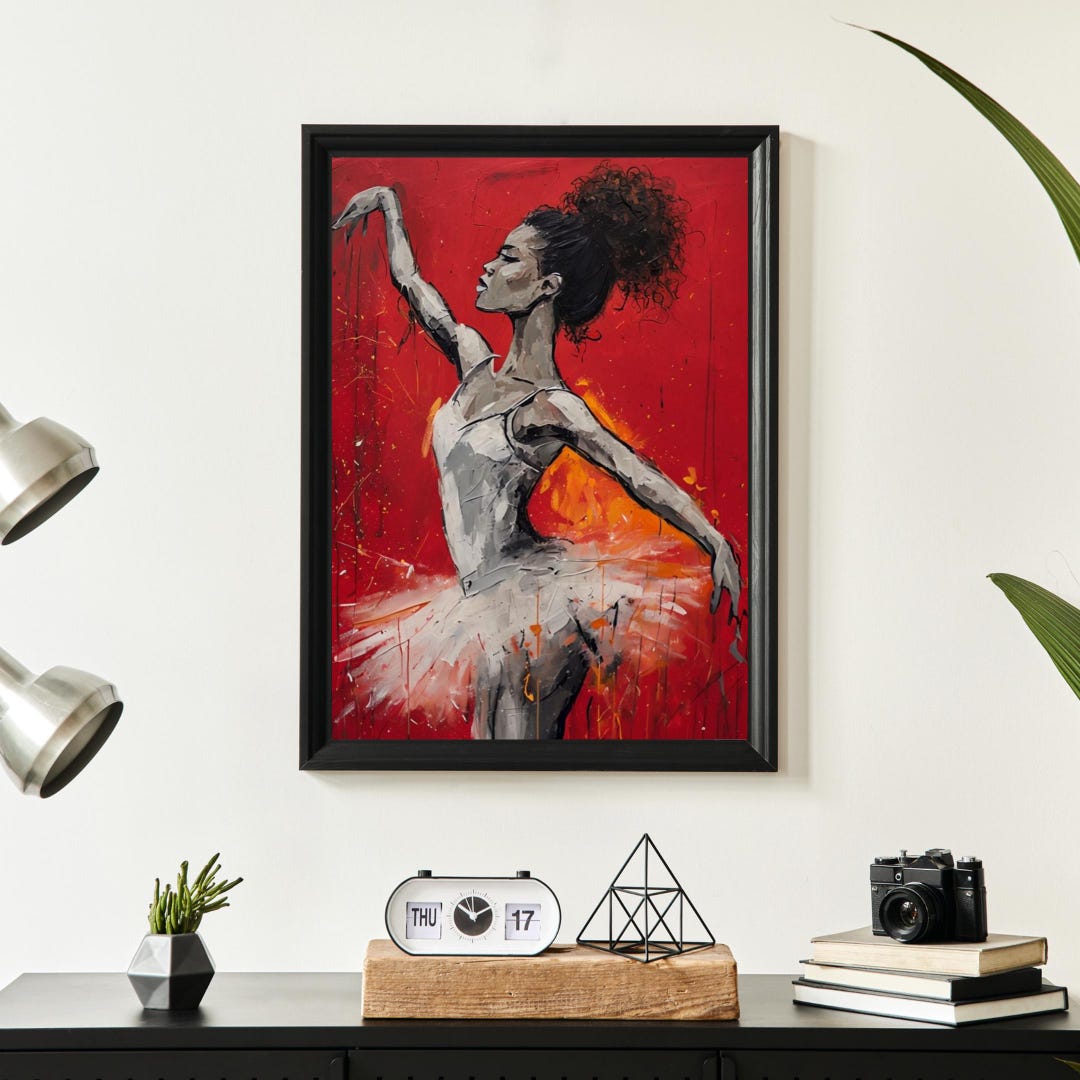 Ballerina Art Print: Red Ballet Dancer Wall Decor (digital Download) - Etsy