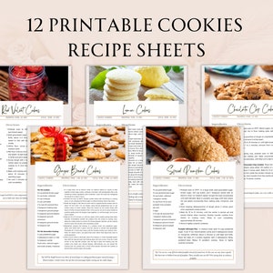 12 Cookie Recipes, Printable Recipe Card, Modern Minimalist Design ...