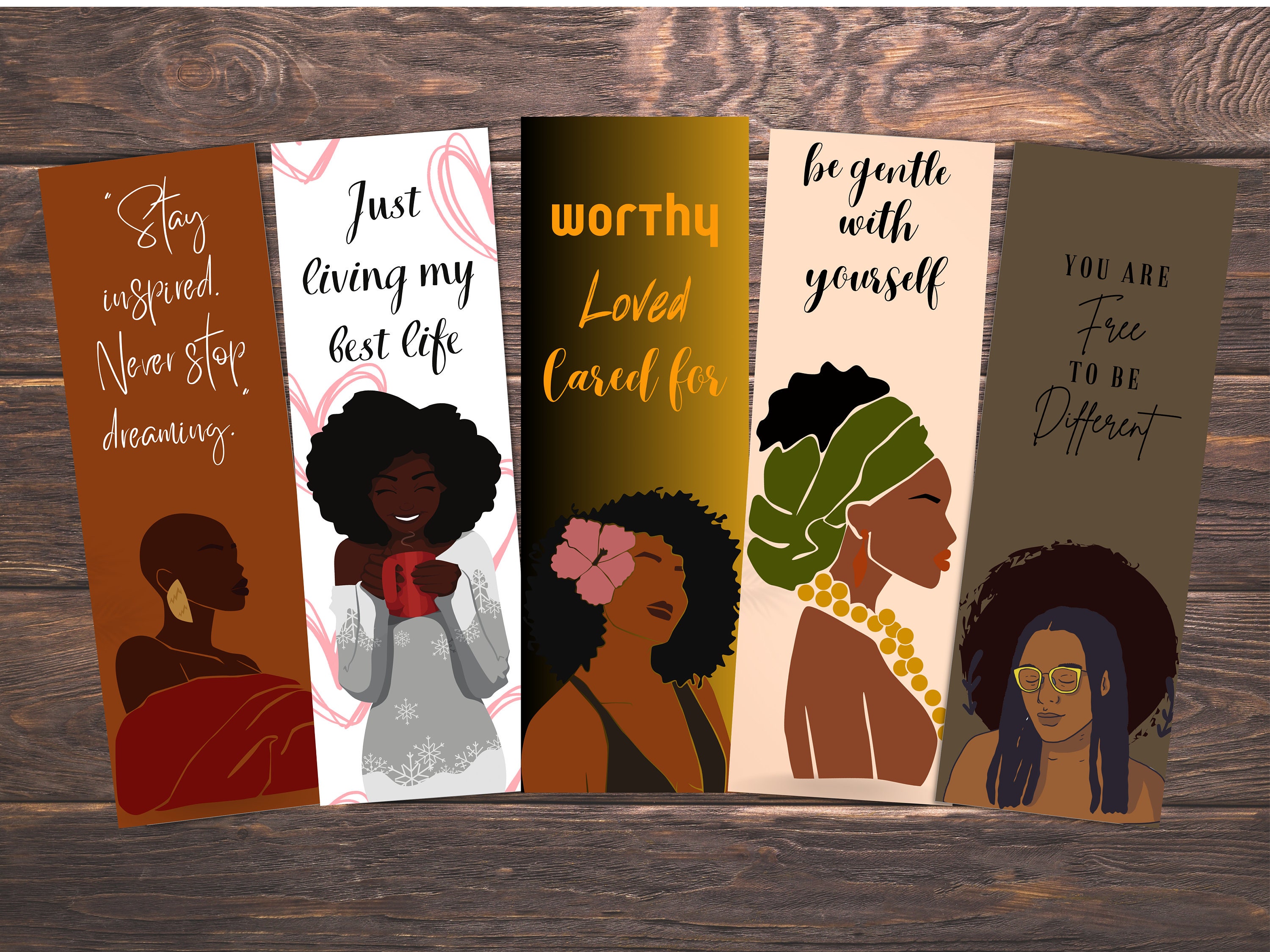 Printable Black/brown Bookmark Set I Set of 5 Bookmarks - Etsy