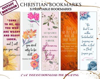 Printable Bible Verse Bookmark Design, Digital Bookmark Bundle, Set of ...