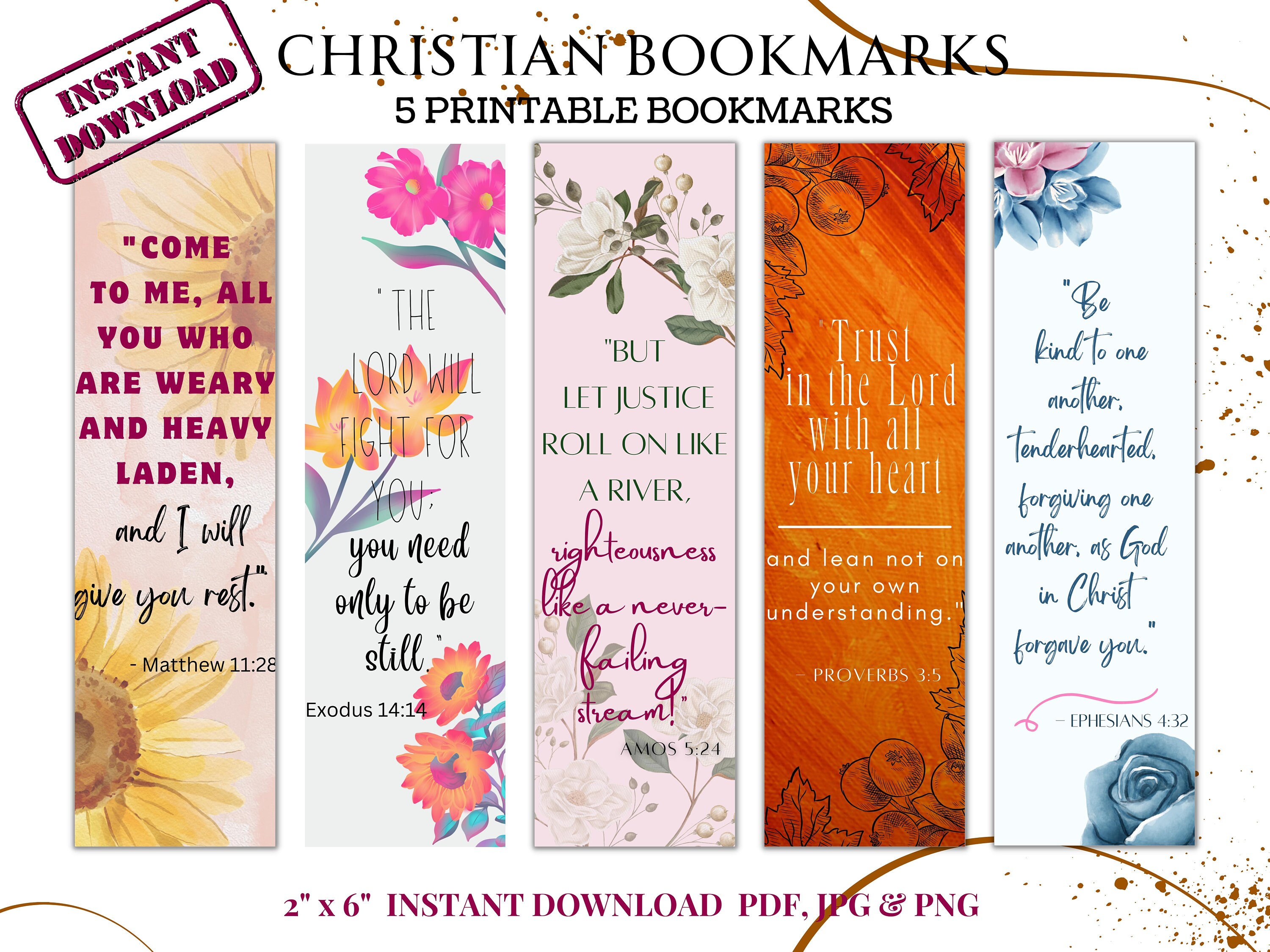 Printable Bible Verse Bookmark Design, Digital Bookmark Bundle, Set of ...