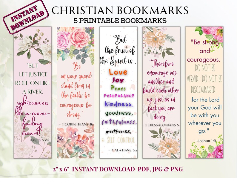 Printable Bible Verse Bookmark Design, Digital Bookmark Bundle, Set of ...