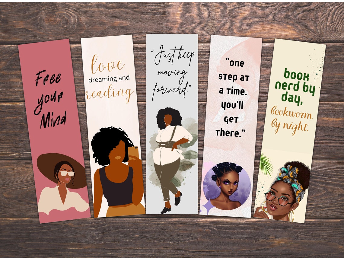Printable Black Women Bookmark Set. Gift for Her. Set of 5 - Etsy