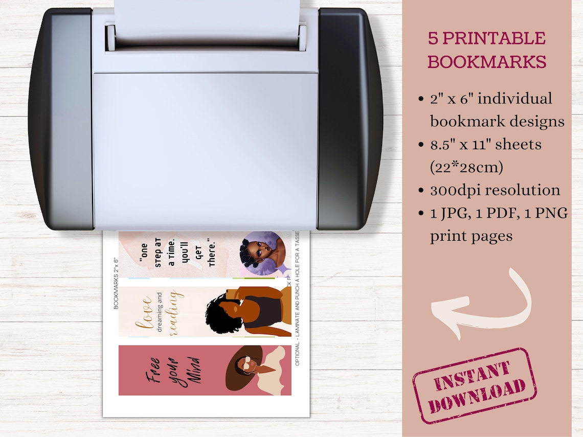 Printable Black Women Bookmark Set. Gift for Her. Set of 5 - Etsy