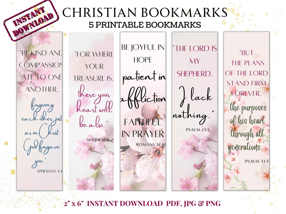 Printable Bible Verse Bookmark Design, Digital Bookmark Bundle, Set of ...
