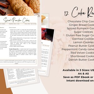 12 Cookie Recipes, Printable Recipe Card, Modern Minimalist Design ...