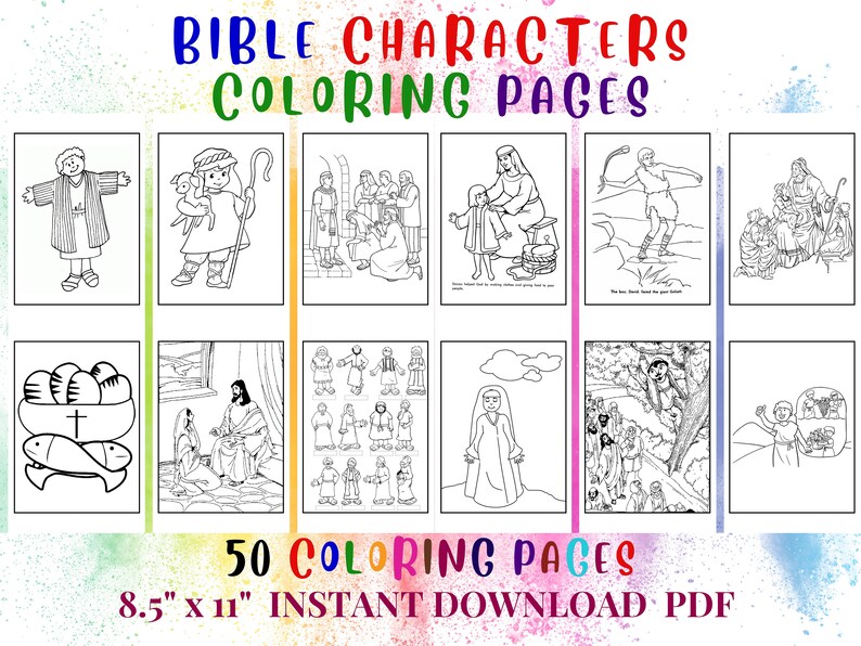 50 Bible Inspired Coloring Pages. Printable Bible Characters Coloring ...