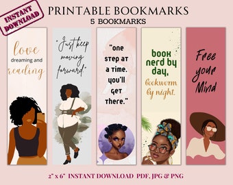 Black Women Printable Bookmark Set: Unique Designs (PDF, JPG, PNG) - Etsy
