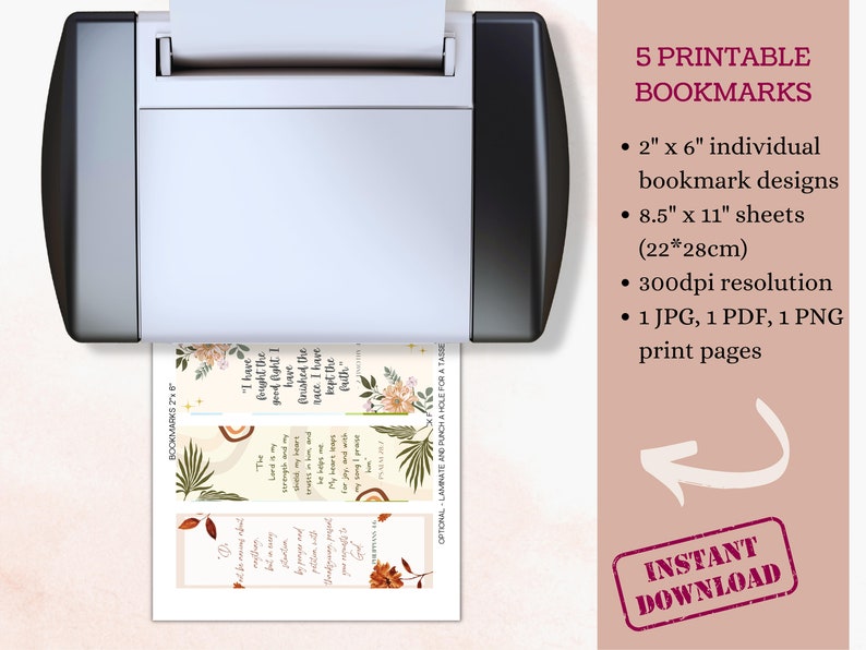 Printable Bible Verse Bookmark Design, Digital Bookmark Bundle, Set of ...