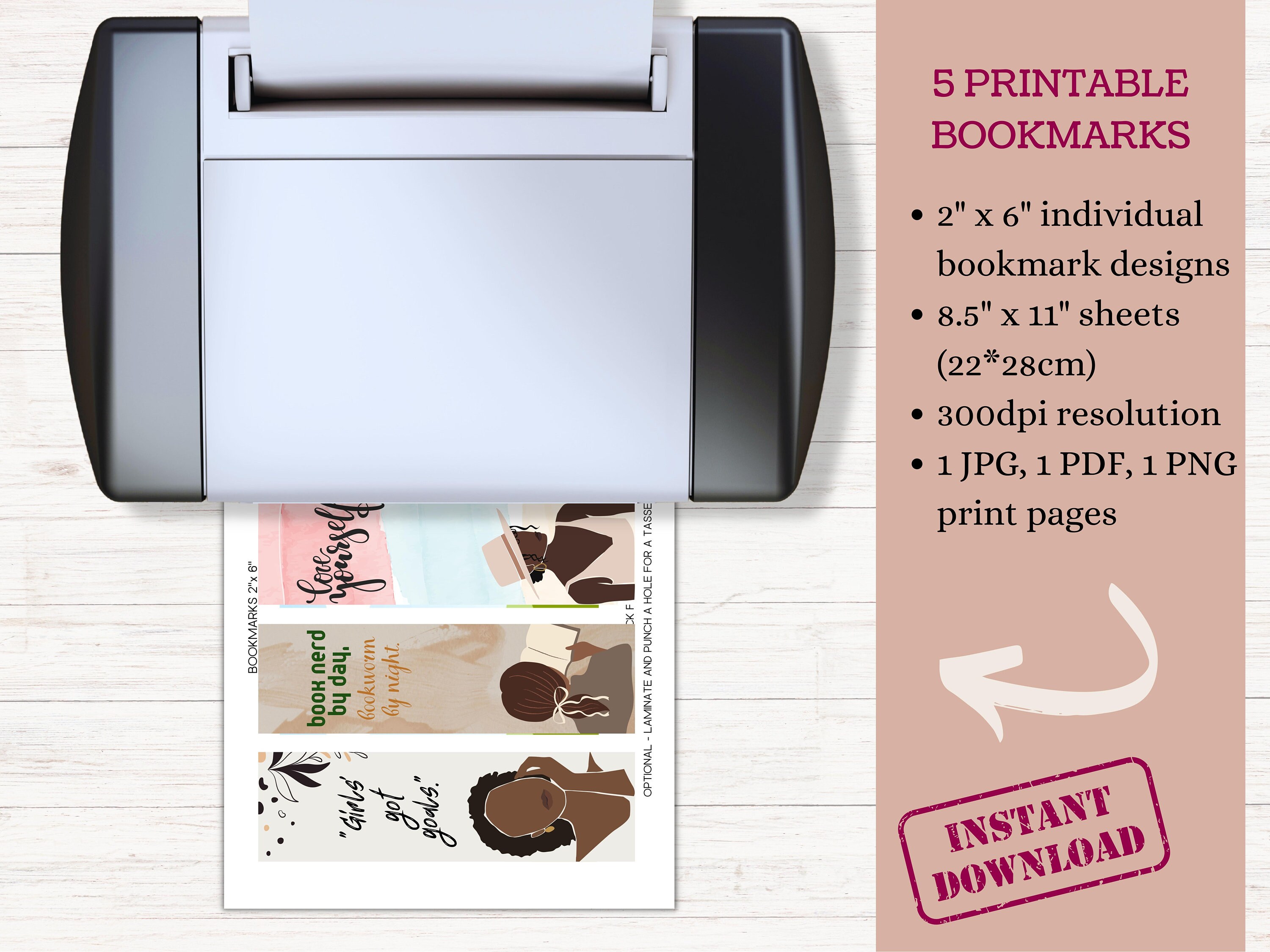 Black Women Bookmarks: Inspirational Art, Book Lover Gifts (PDF, JPG, PNG) - Etsy