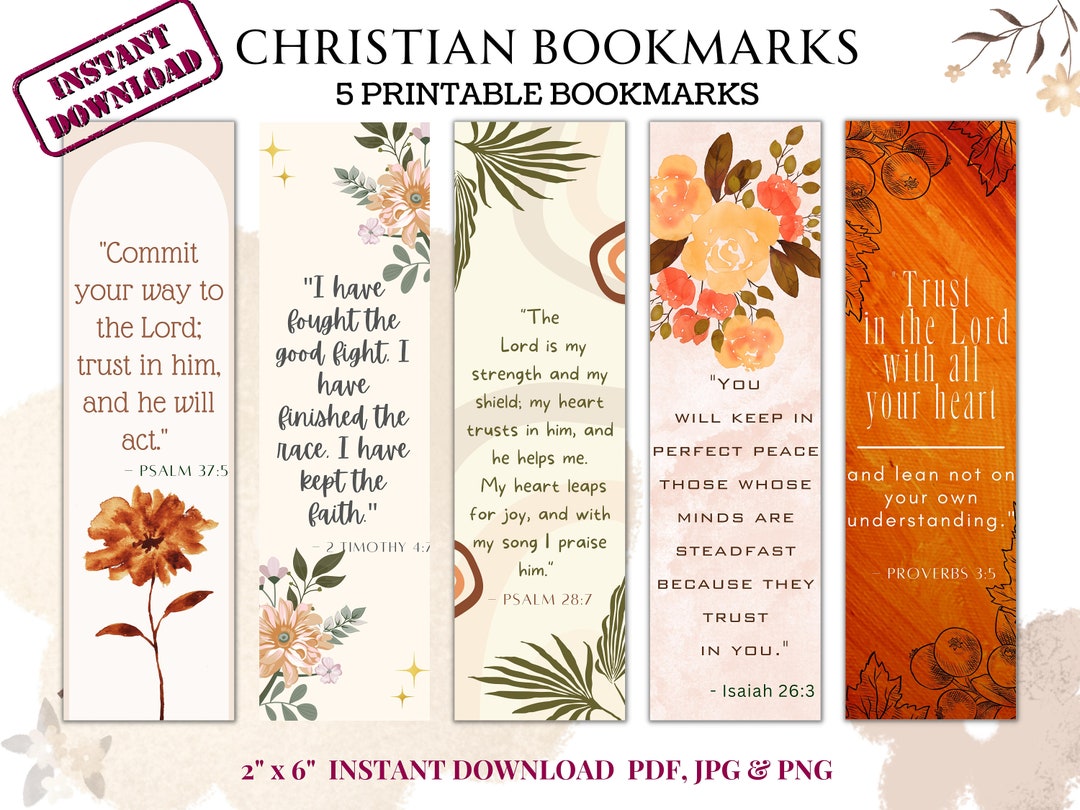 Printable Bible Verse Bookmark Design, Digital Bookmark Bundle, Set of ...