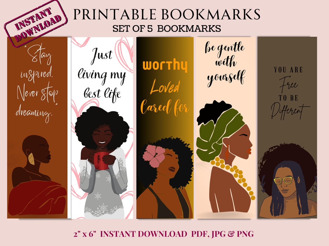 Printable Black/brown Bookmark Set I Set of 5 Bookmarks - Etsy