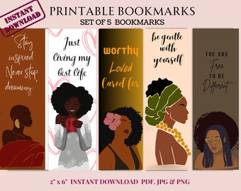 Printable Black/brown Bookmark Set I Set of 5 Bookmarks - Etsy