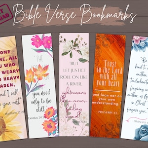 Printable Bible Verse Bookmark Design, Digital Bookmark Bundle, Set of ...