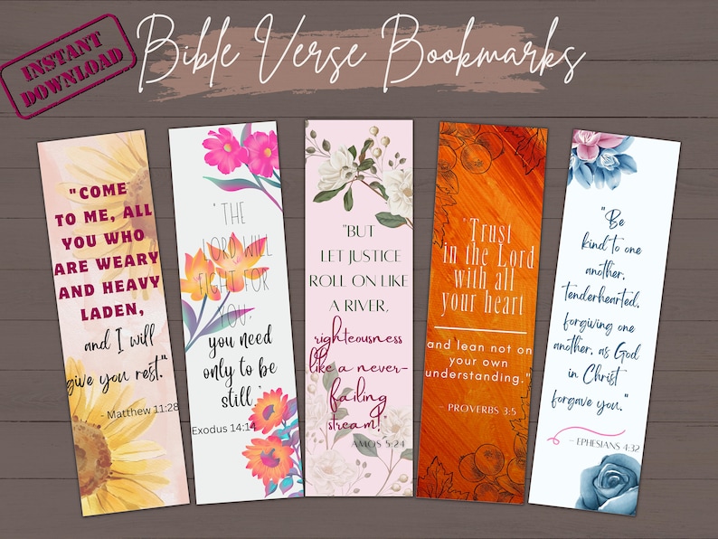 Printable Bible Verse Bookmark Design, Digital Bookmark Bundle, Set of ...