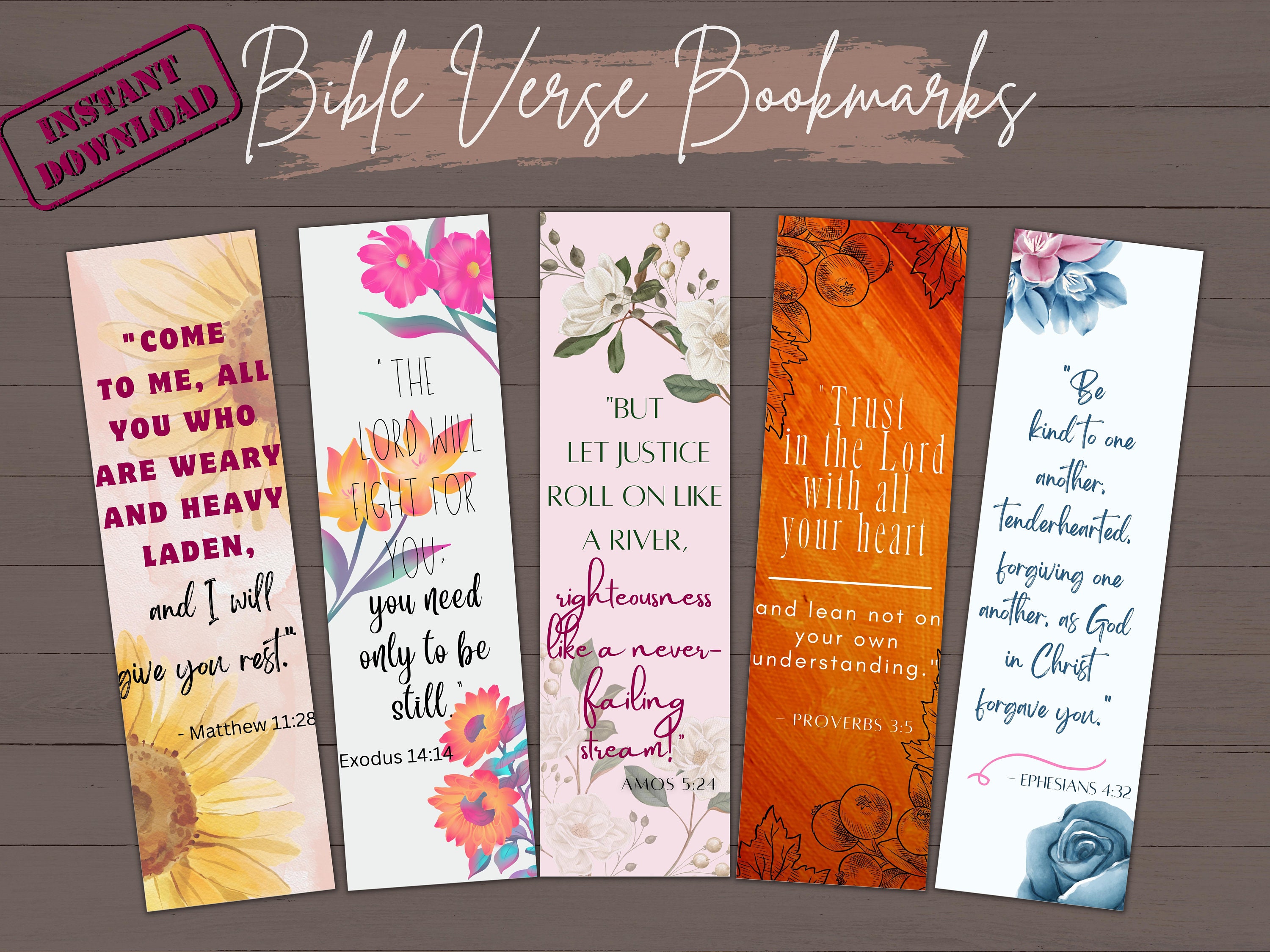 Printable Bible Verse Bookmark Design, Digital Bookmark Bundle, Set of ...