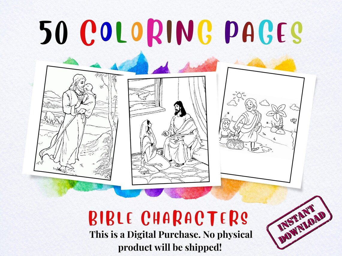 50 Bible Inspired Coloring Pages. Printable Bible Characters Coloring ...