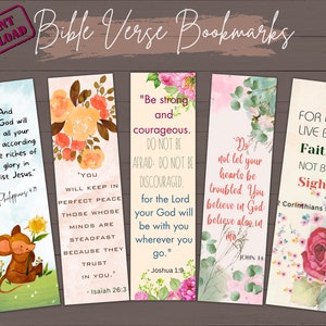 Printable Bible Verse Bookmark Design, Digital Bookmark Bundle, Set of ...