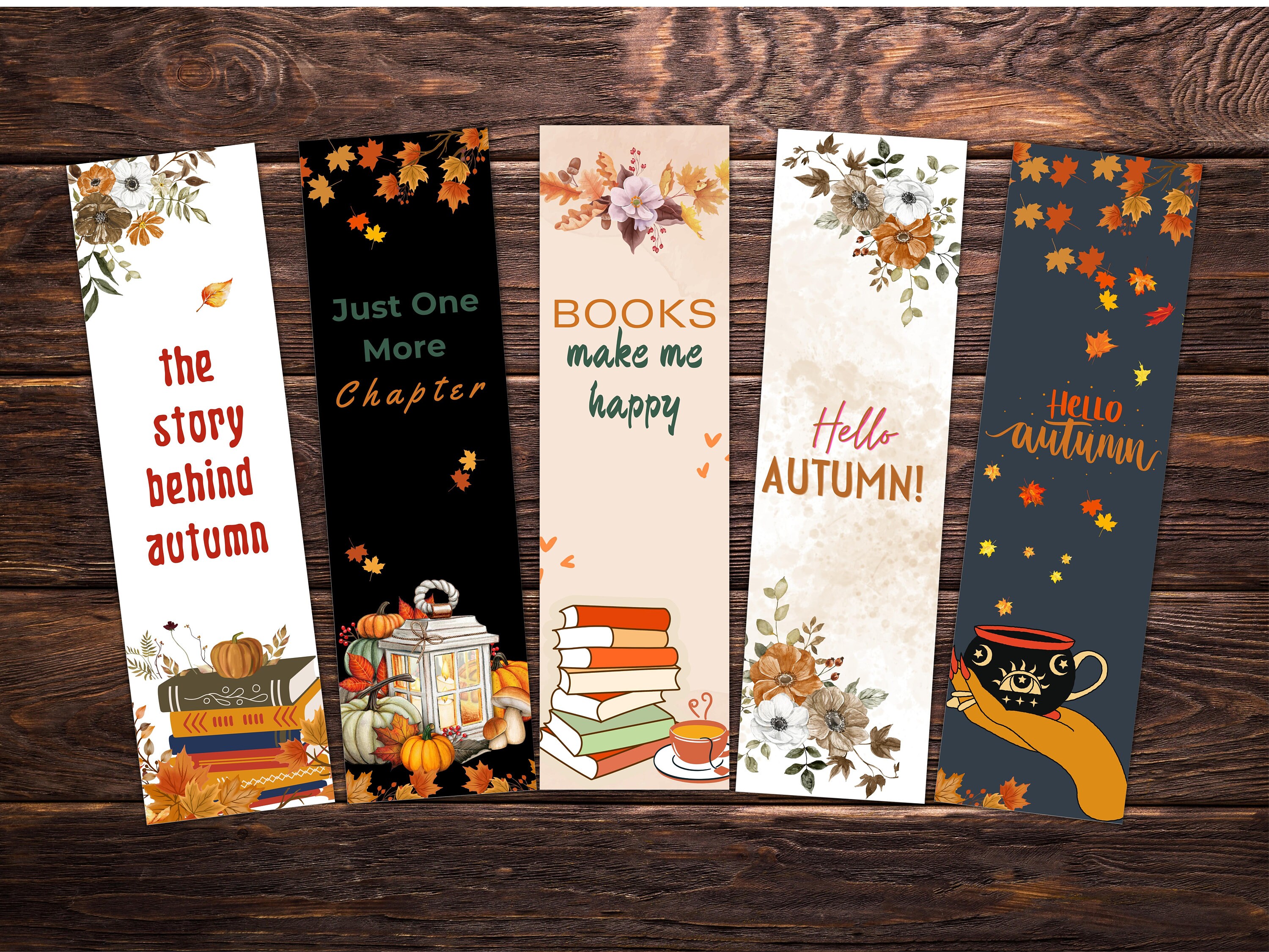 Printable Fall Bookmarks Cute Autumn Designs - Etsy