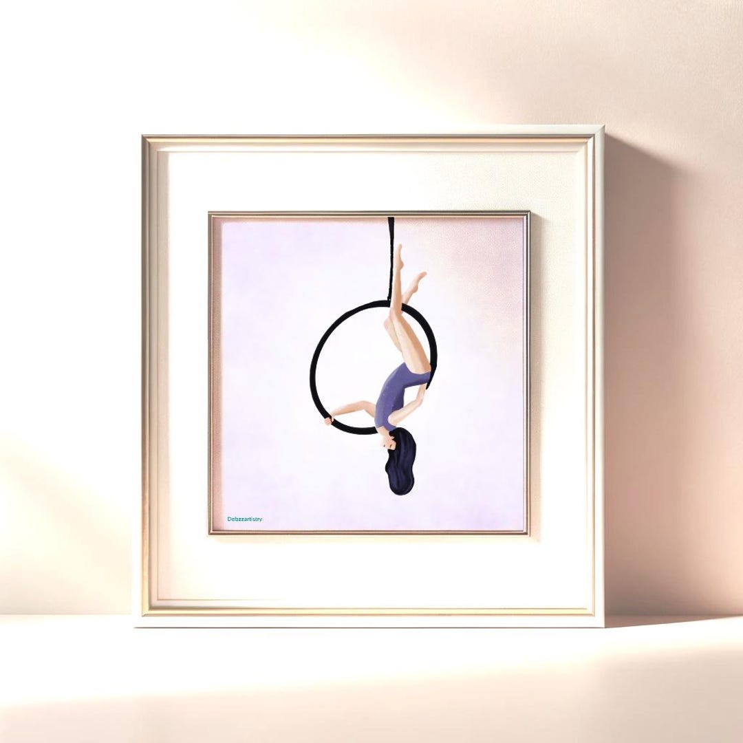 Aerialist on Lyra Hoop, Acrobatics Art Print, Illustrated Aerial Poster ...