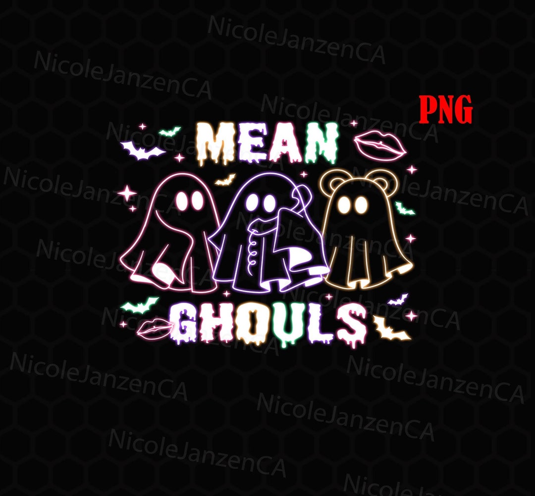 Mean Ghouls Ghost Png, Halloween Neon Png, Retro Halloween Png, Spooky ...
