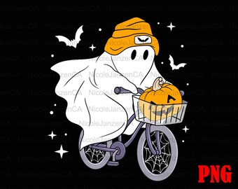 Cute Ghost on Bike Png, Boho Halloween Png, Trendy Halloween ...