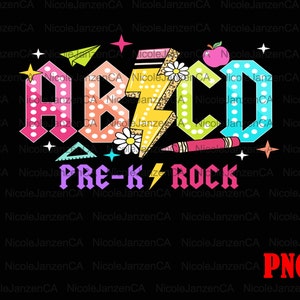 ABCD Pre-k Rock Png, First Day of School Png, Pre-k Png, Back to School ...