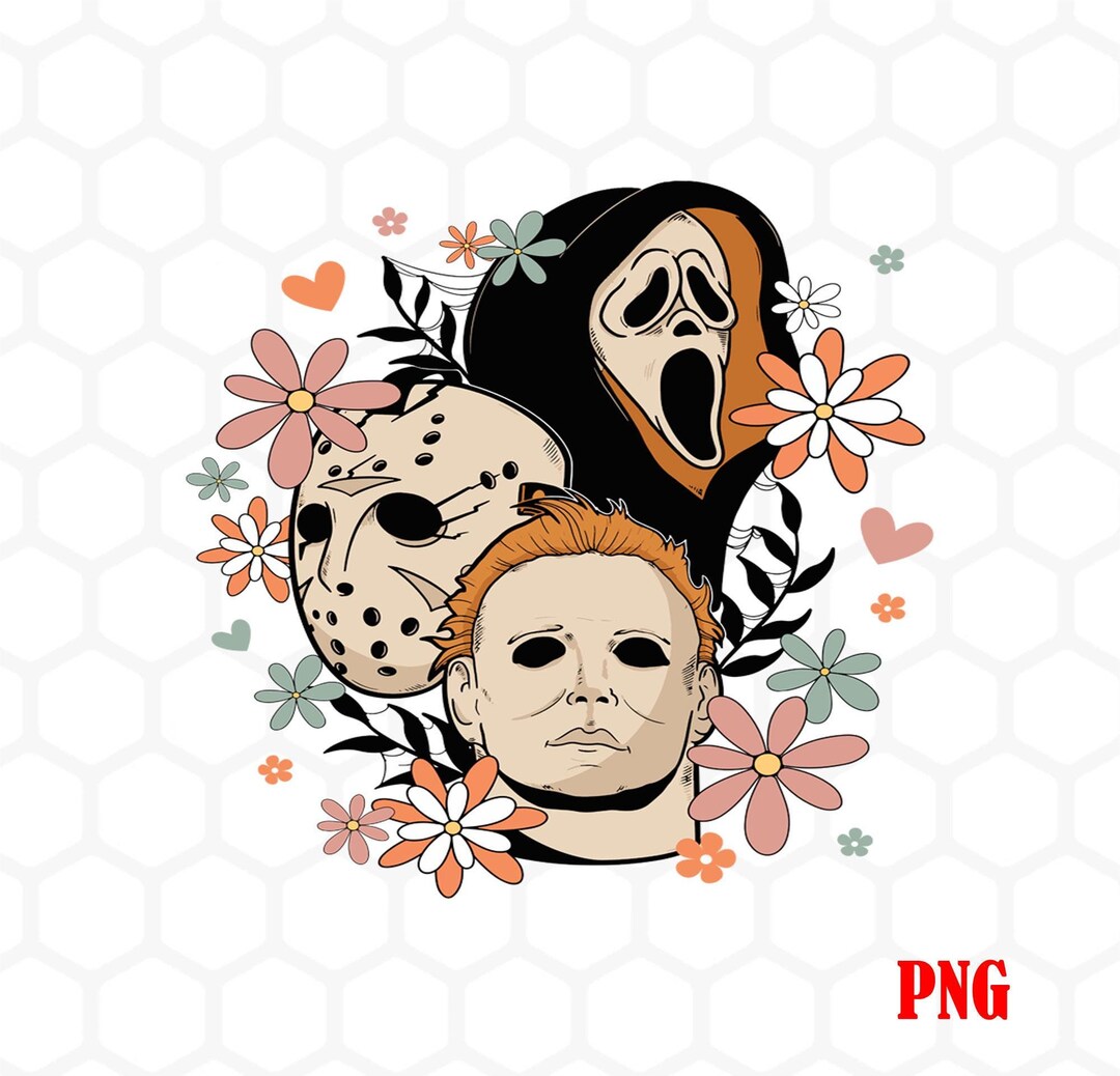 Floral Horror Movies PNG File, Flower Halloween Horror Characters Png ...
