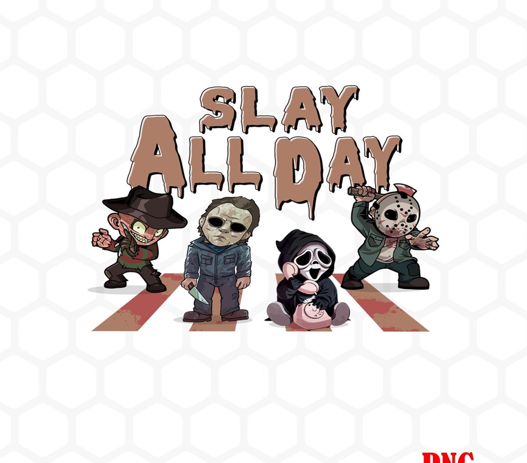 Slay All Day Png, Horror Friend Png, Spooky Vibes Png, Retro Halloween ...