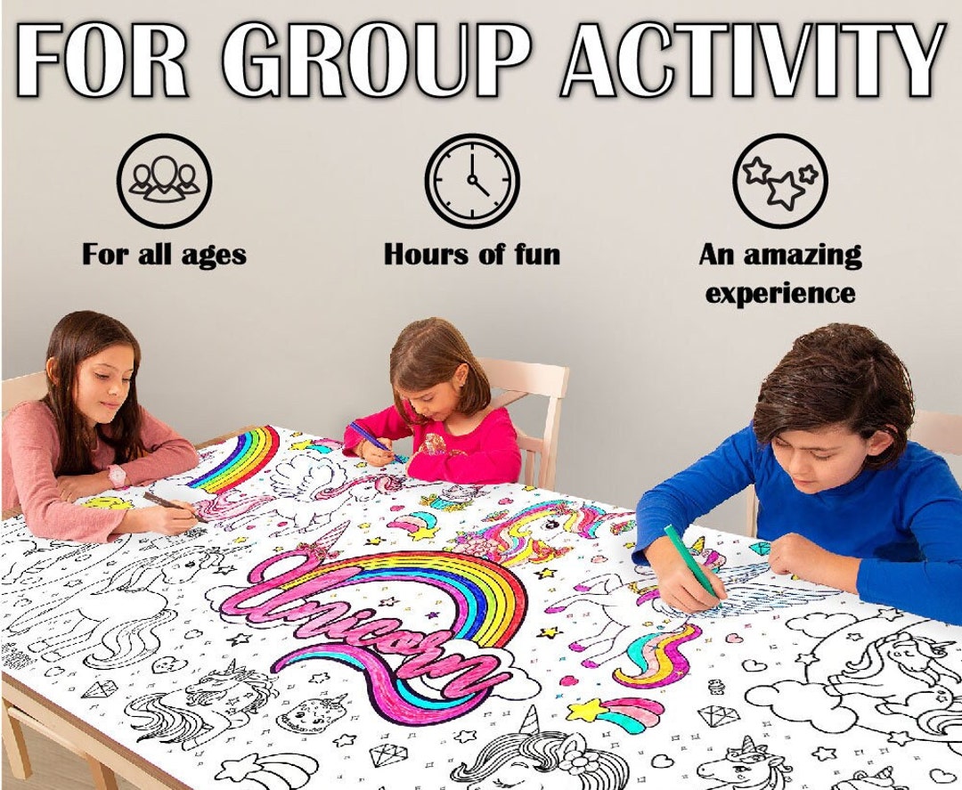 GIANT Unicorn Coloring Poster or Table Cover, Paper Unicorn Tablecloth ...