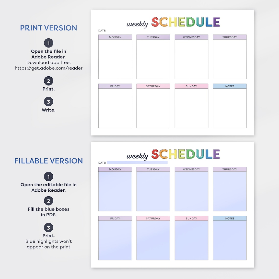 Editable Weekly Planner Printable, Minimal Weekly Schedule, Weekly ...