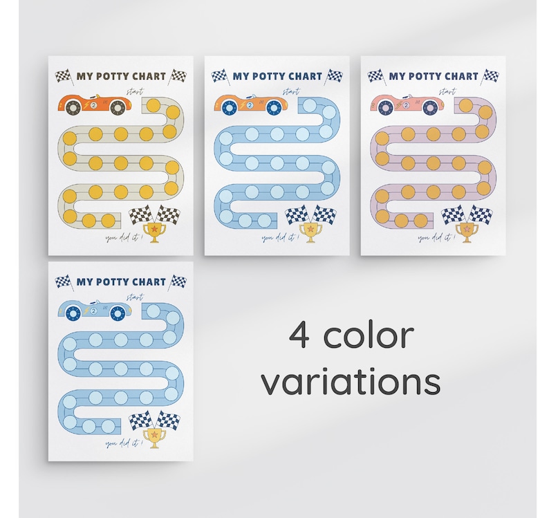 Race Car Potty Chart, Printable Potty Training Reward Chart for Kids ...