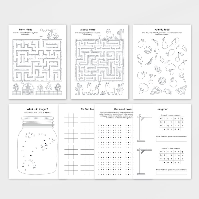 Paquete de actividades imprimibles, páginas de actividades para niños ...