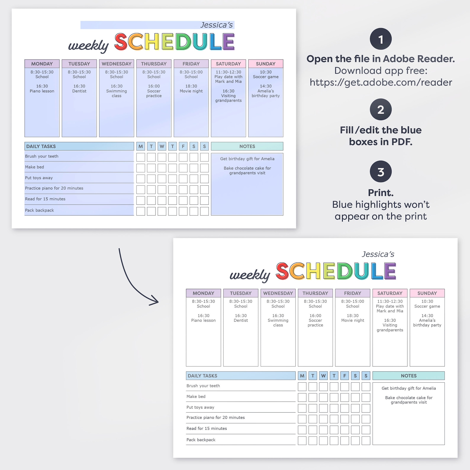 Editable Weekly Schedule Kids, Kids Weekly Planner Printable, Weekly ...