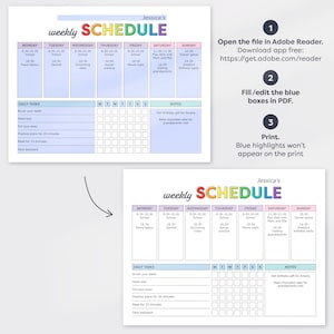 Editable Weekly Schedule Kids, Kids Weekly Planner Printable, Weekly ...