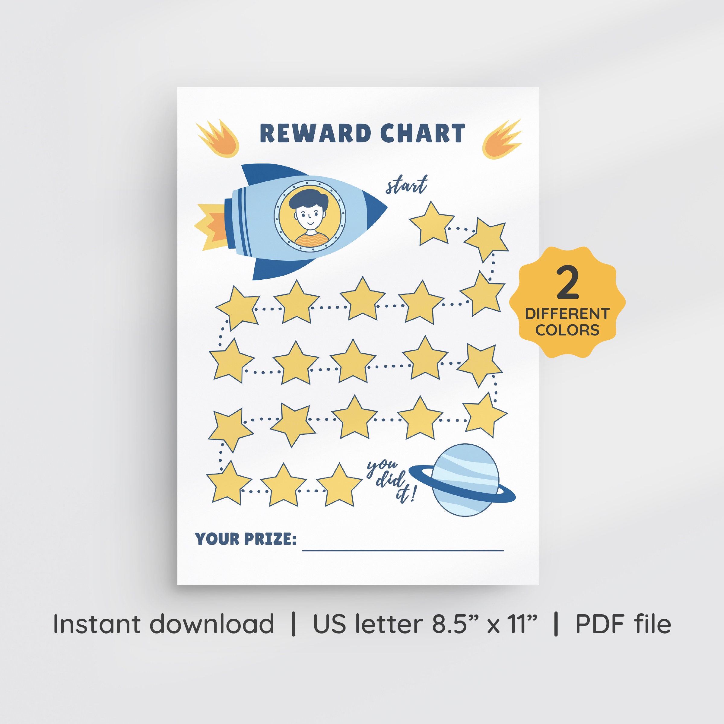 Space Rocket Reward Chart Printable: Kids Behavior Tracker (PDF) - Etsy