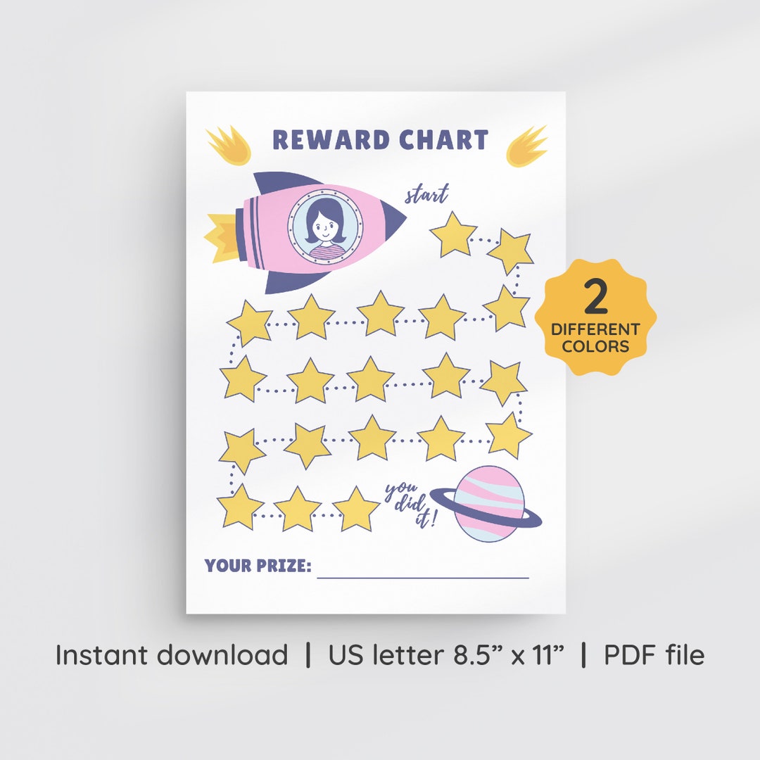 Space Reward Chart Printable, Rocket Kids Behavior Chart, Instant ...