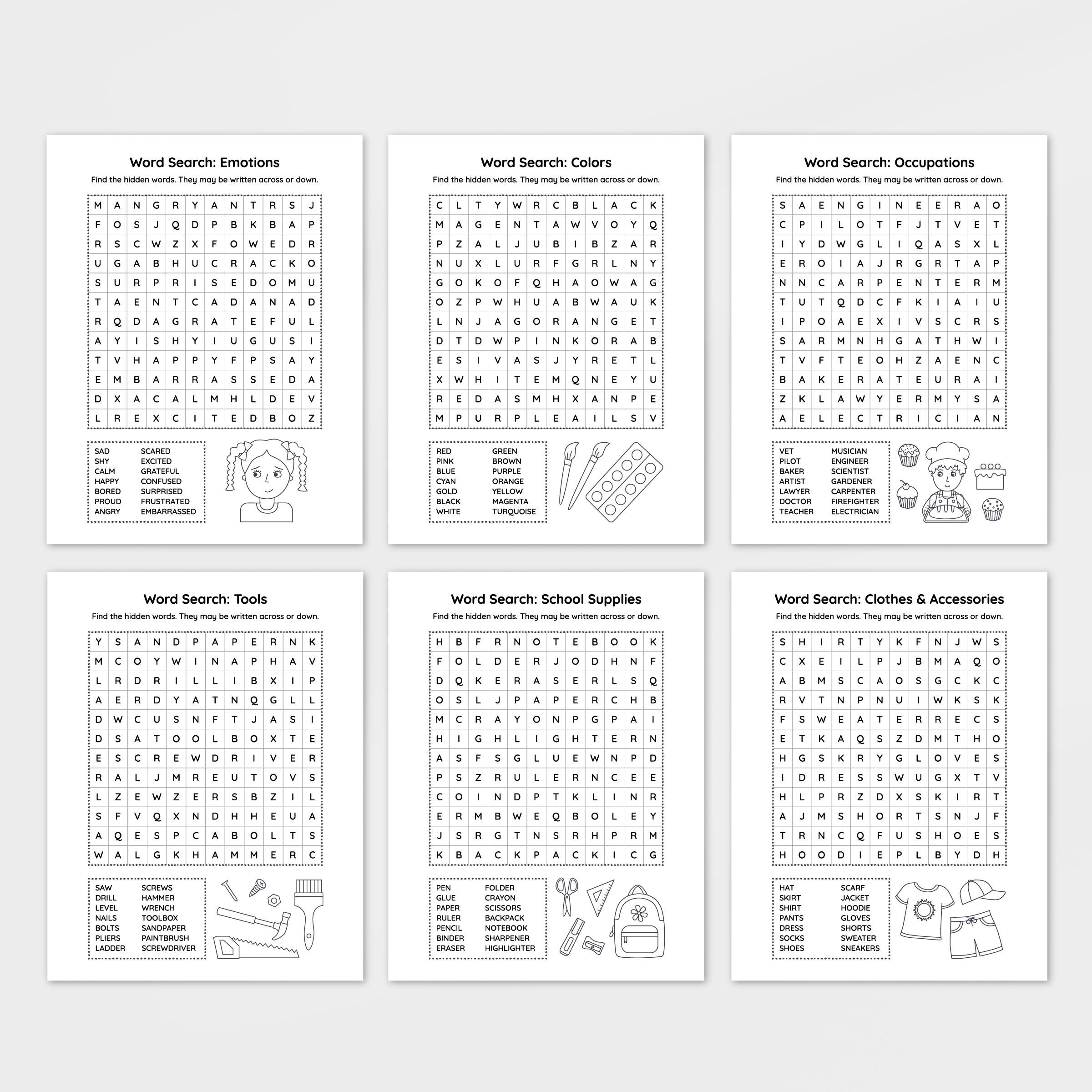 Kids Word Search Puzzle: Printable Elementary Worksheet (PDF Download ...