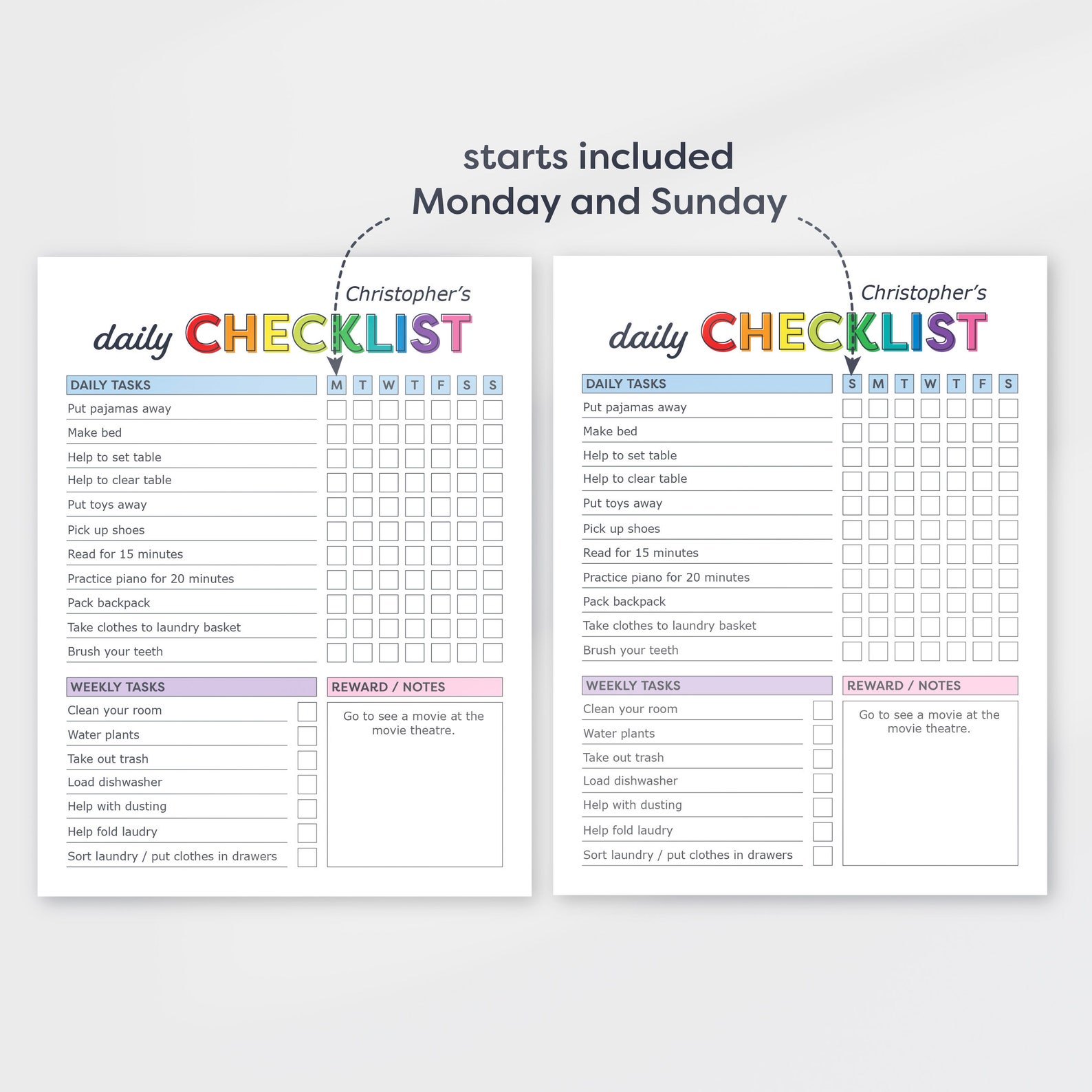 Daily Checklist, Editable Daily Routine, Responsibility Chart, Chore ...