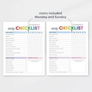 Daily Checklist, Editable Daily Routine, Responsibility Chart, Chore ...