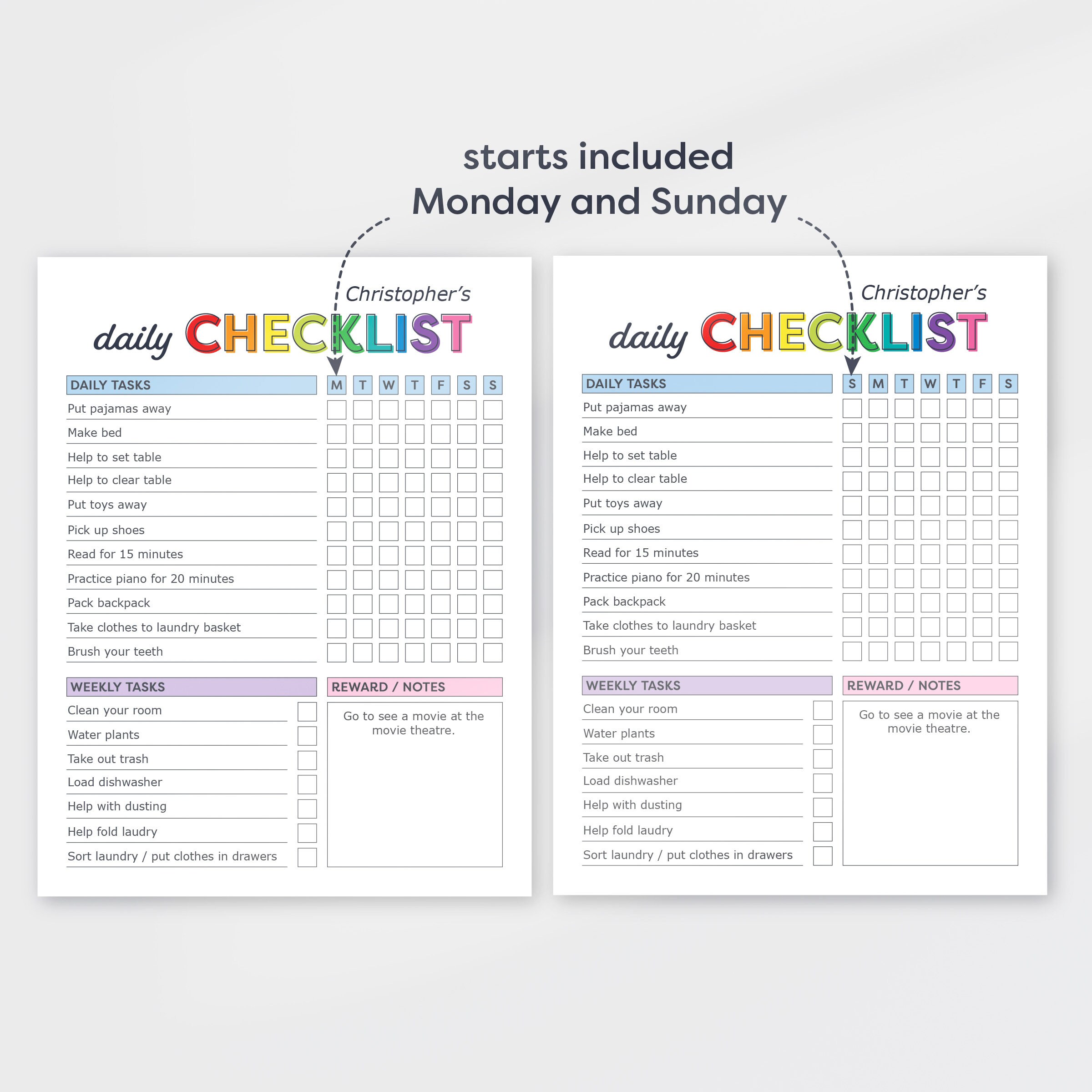 Daily Checklist, Editable Daily Routine, Responsibility Chart, Chore ...