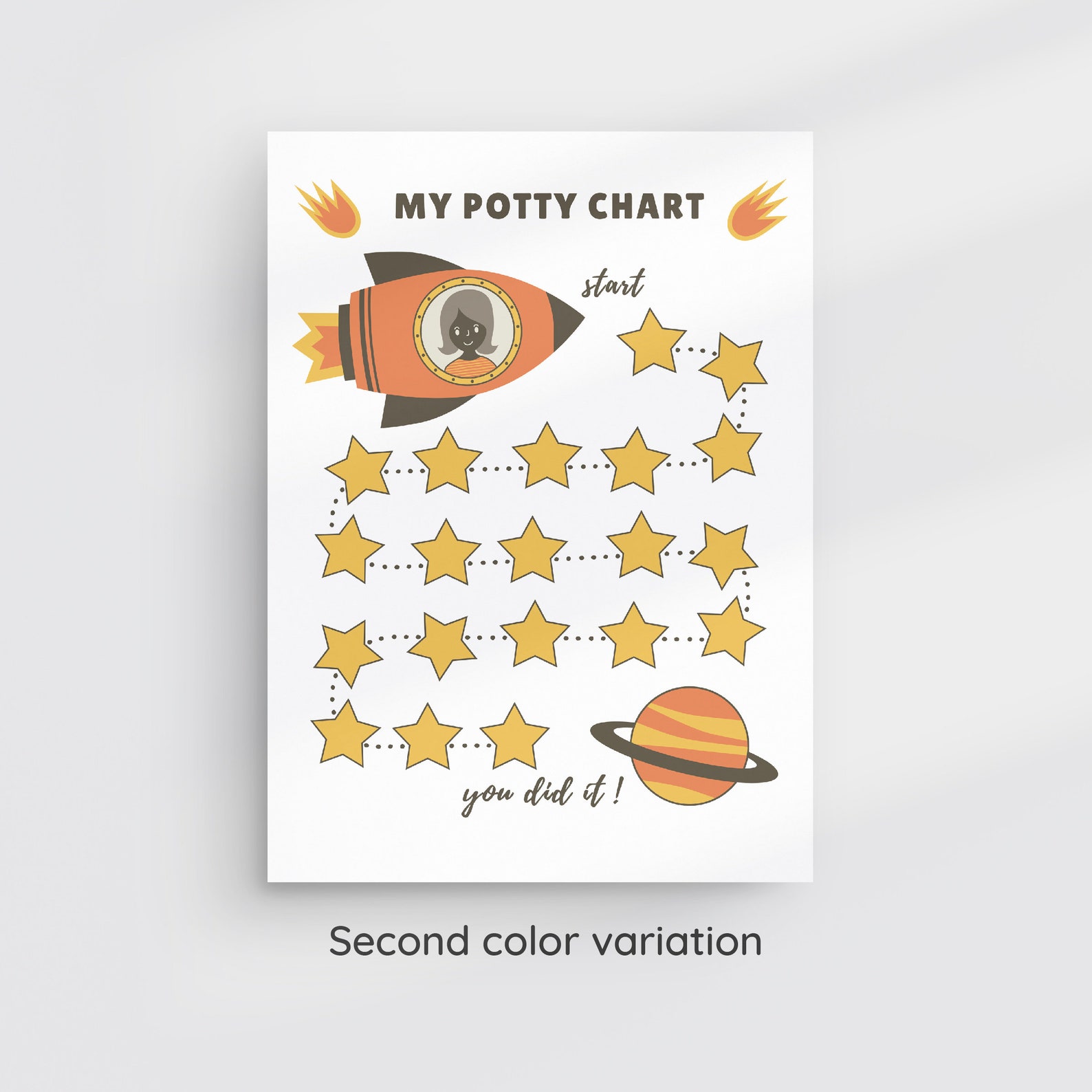 Space Potty Chart, Printable Potty Training Reward Chart for Kids ...