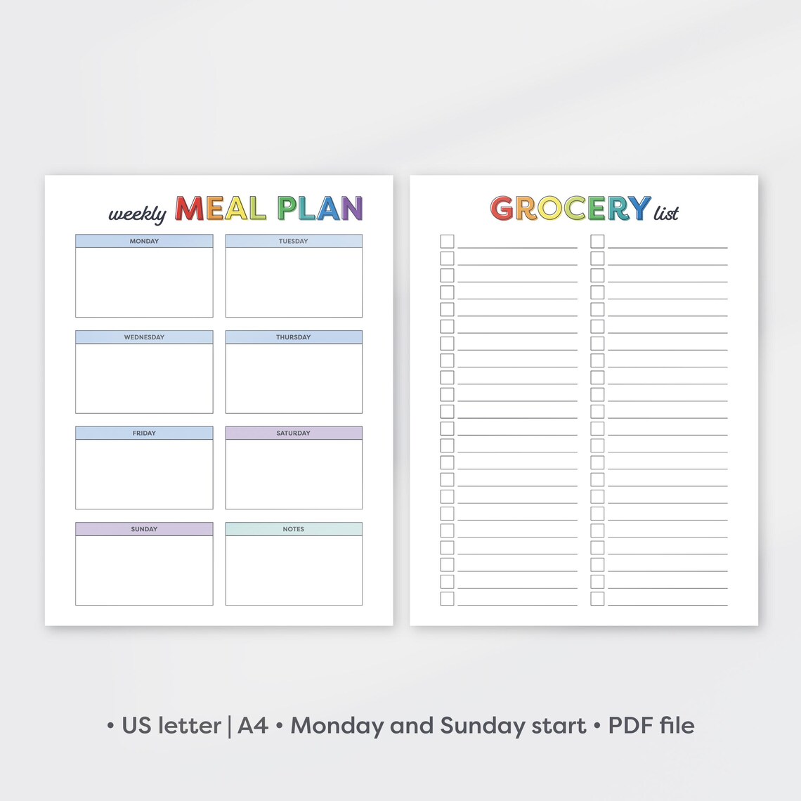 Simple Meal Planner Printable, Weekly Menu Planner, Grocery List ...