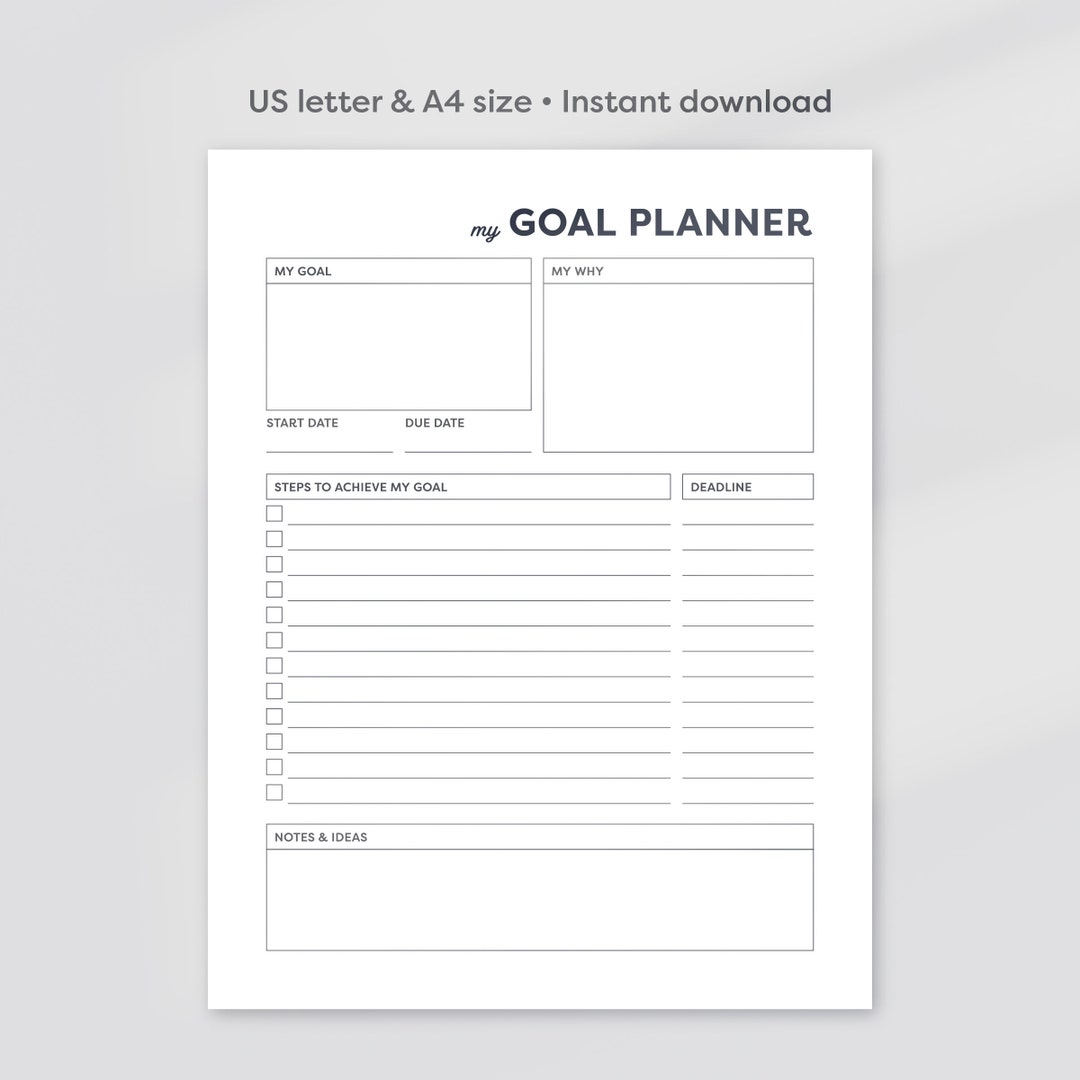 Simple Goal Planner Printable: US Letter & A4 (PDF) - Etsy