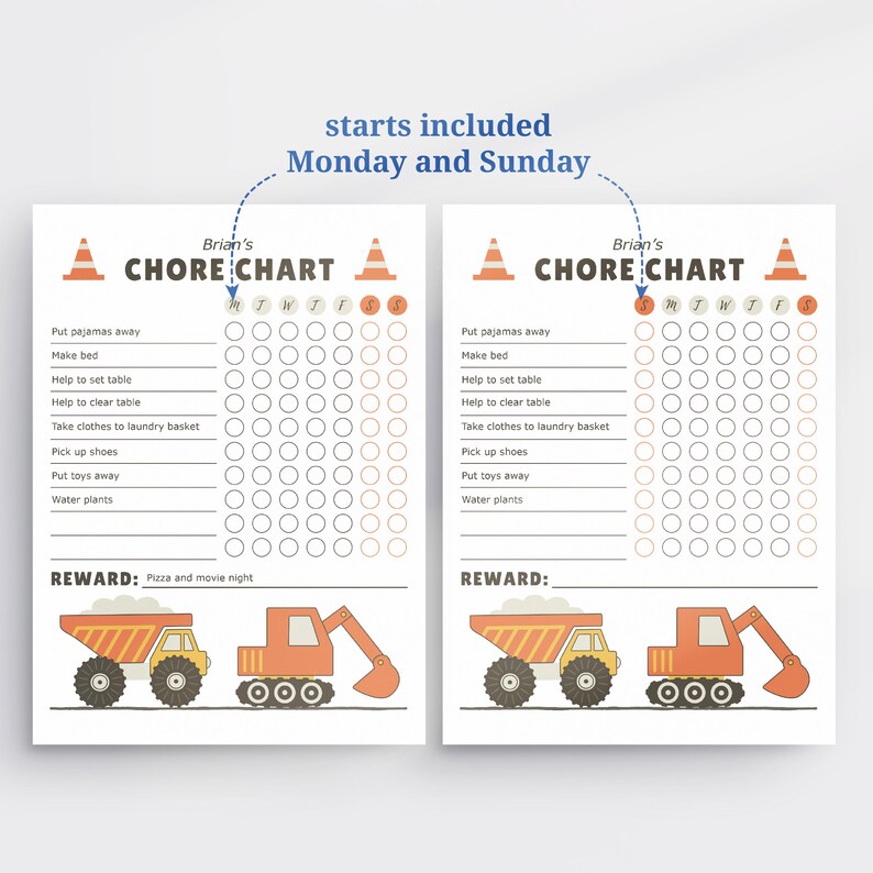 Chore Chart for Kids, Kids Chores, Editable Kids Chore Chart ...