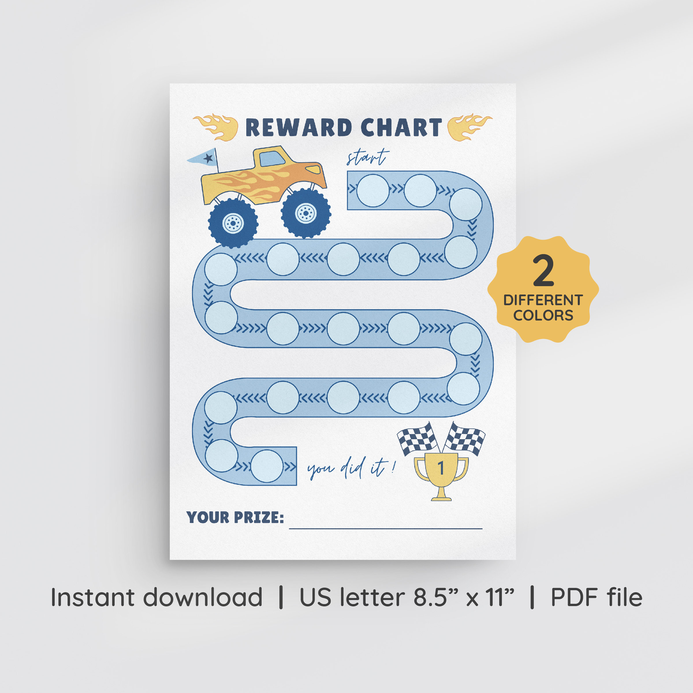 Monster Truck Reward Chart Printable, Cars Kids Behavior Chart, Instant ...