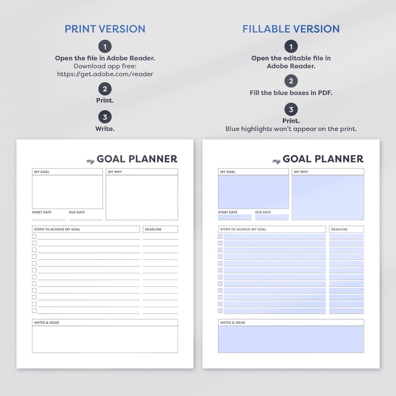 Simple Goal Planner Printable: US Letter & A4 (PDF) - Etsy